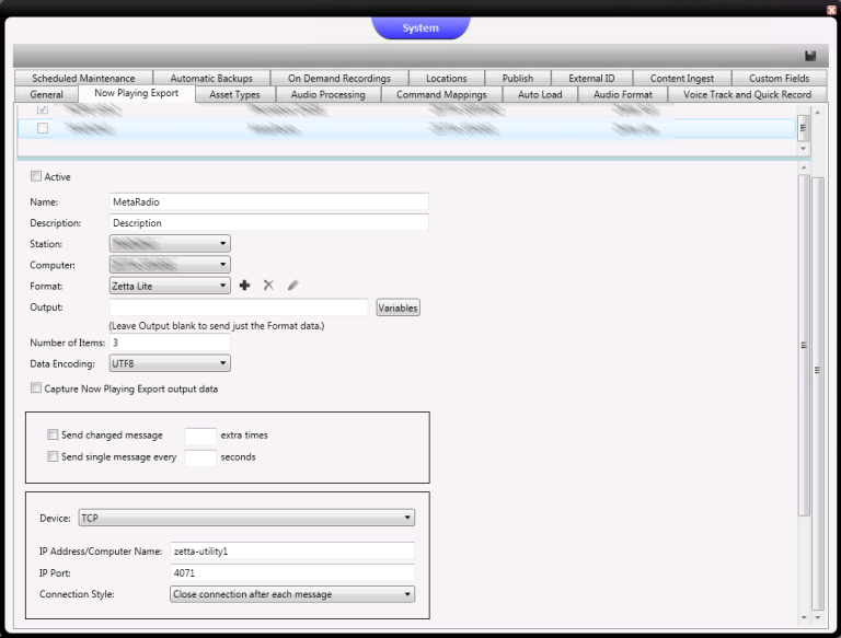 RCS Zetta: Configuring Now-Playing Song Data